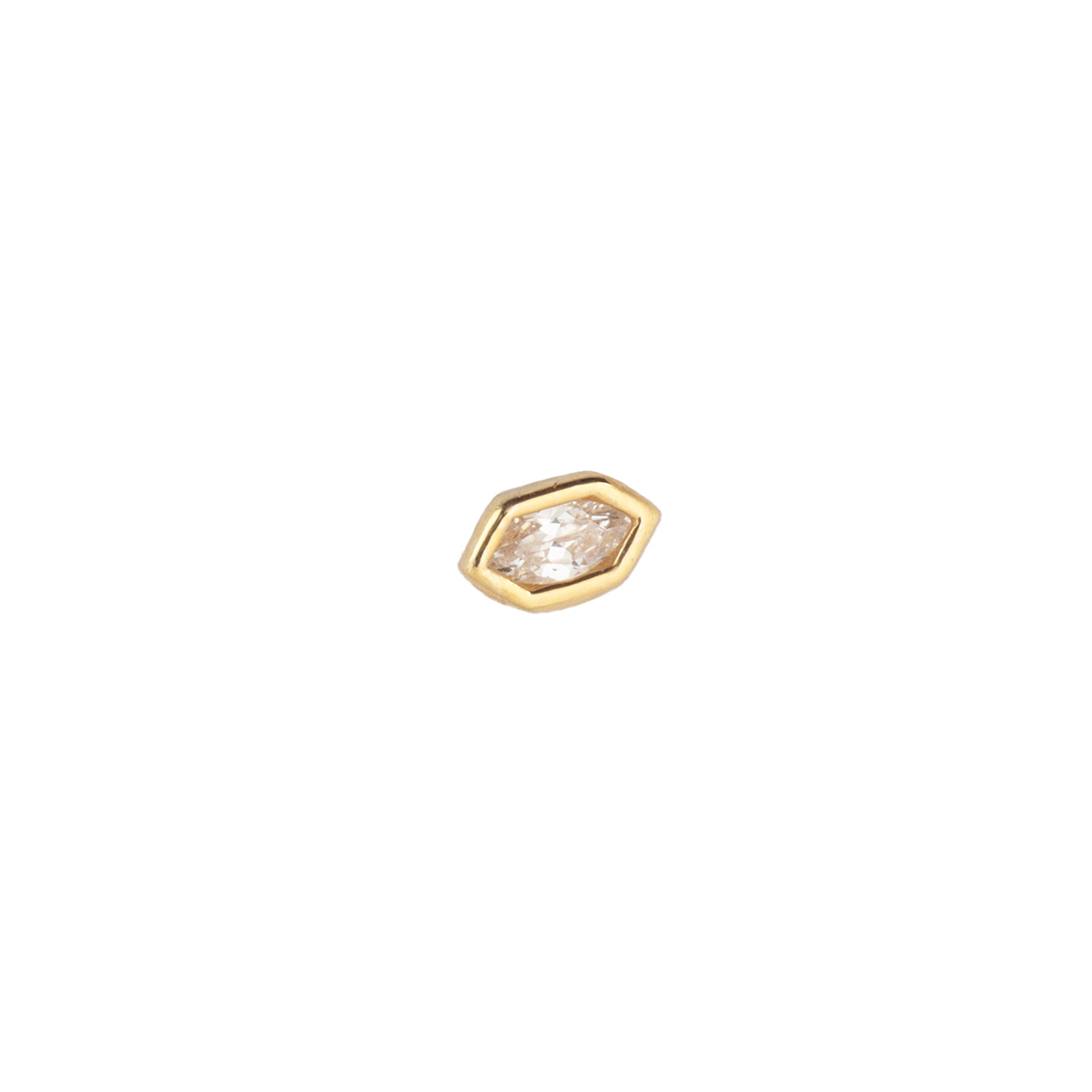 Solid Gold Bevel Gemmed Hexagon Stud – The Piercery