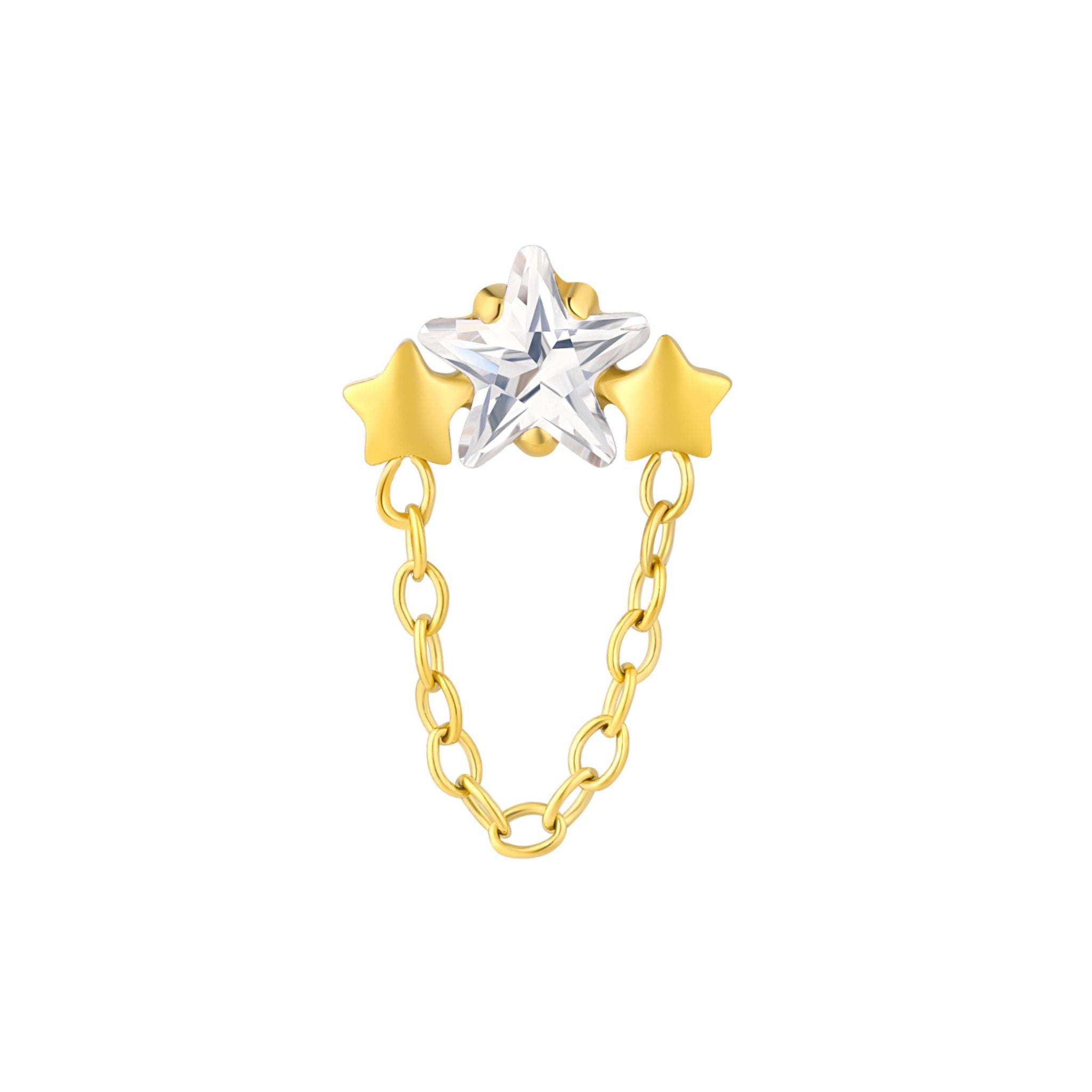 Star Trio with Chain Dangle – The Piercery