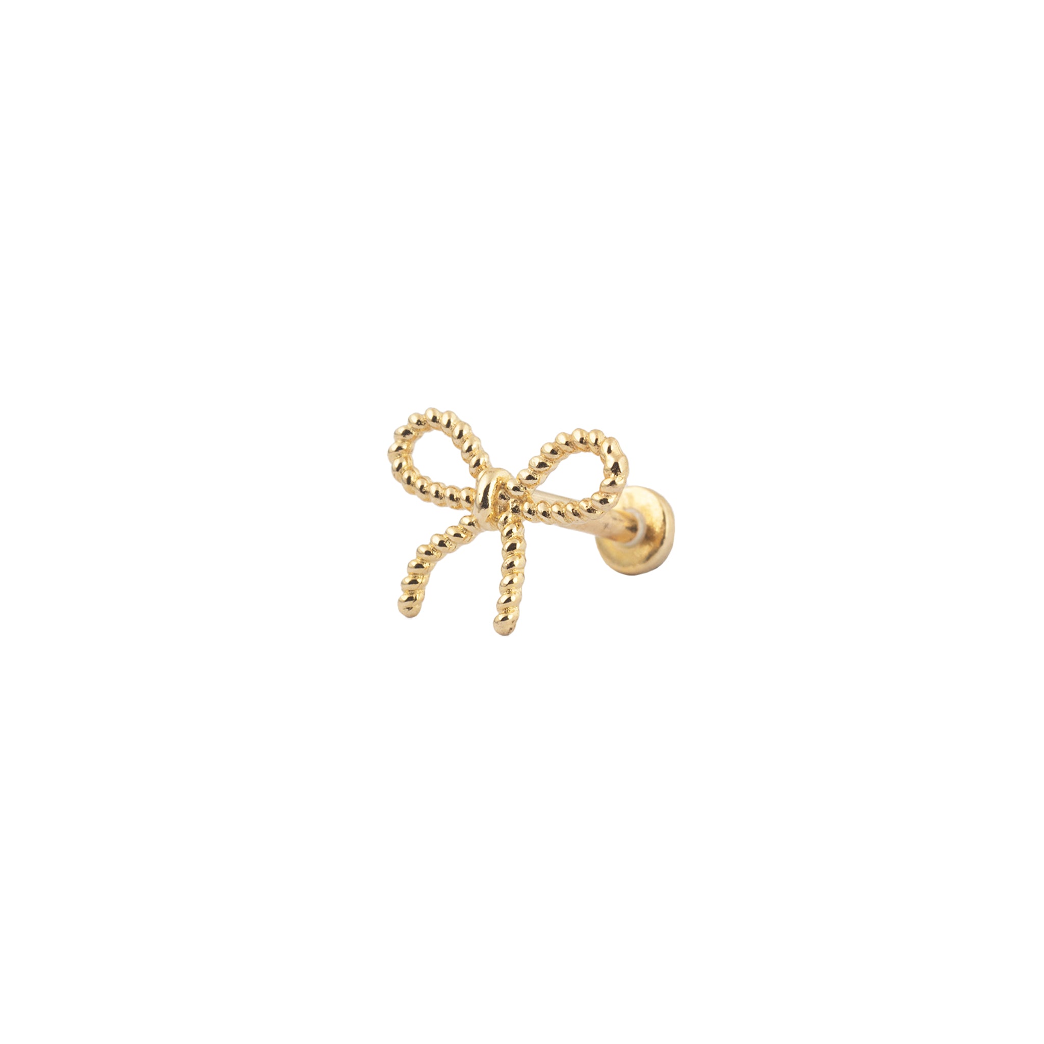 Solid Gold Beaded Bow Stud – The Piercery