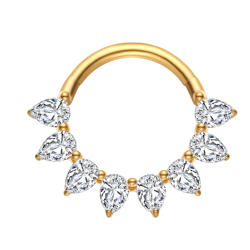 7 Front Facing Pear Gemmed Clicker Hoop – The Piercery