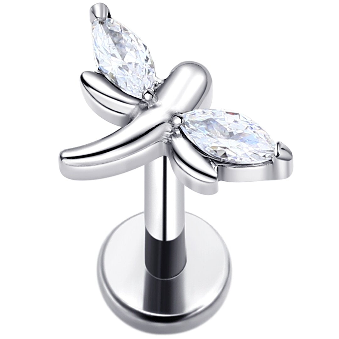 Plain and Gemmed Dragonfly Stud – The Piercery