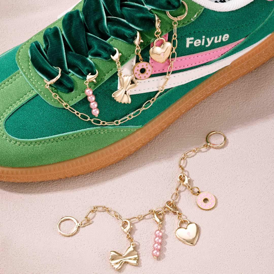 Emerald Green Velvet laces and Sweetheart Shoe Charms – The Piercery