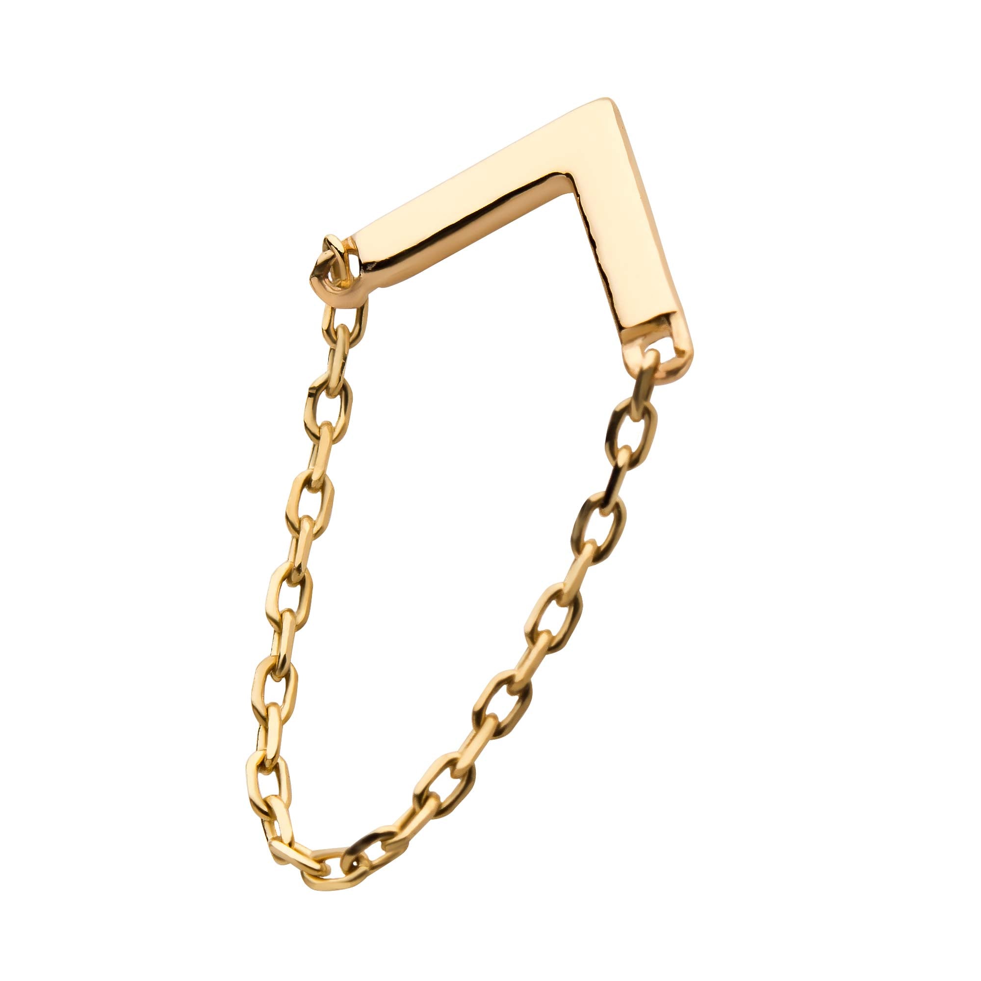 Solid Gold Chevron and Chain Stud – The Piercery