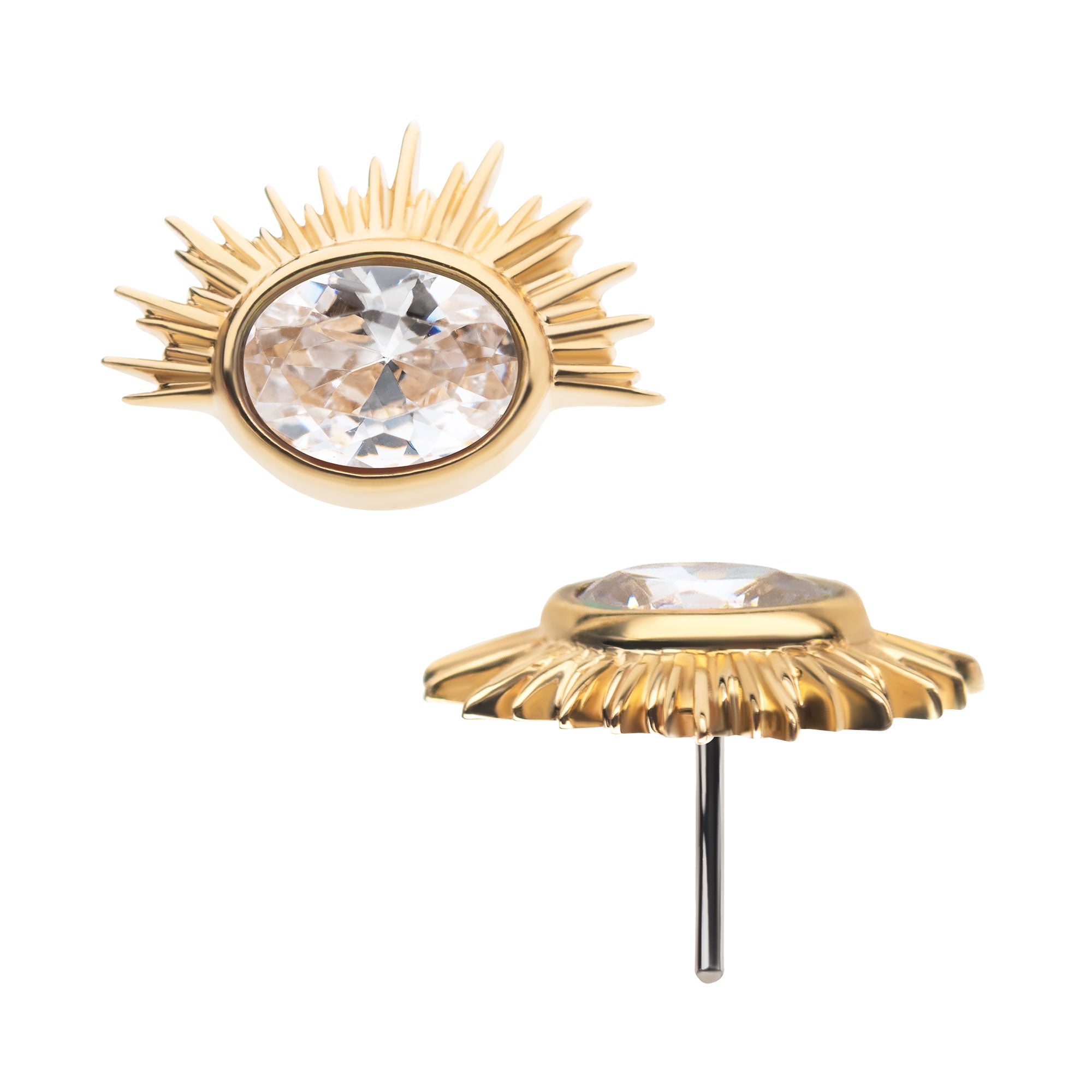Solid Gold Bevel Oval Blaze Stud – The Piercery