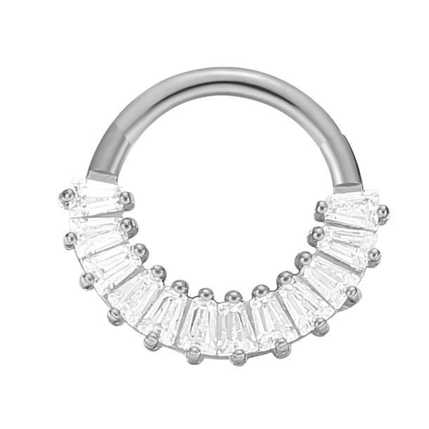 Trapezoid Gemmed Clicker Hoop – The Piercery