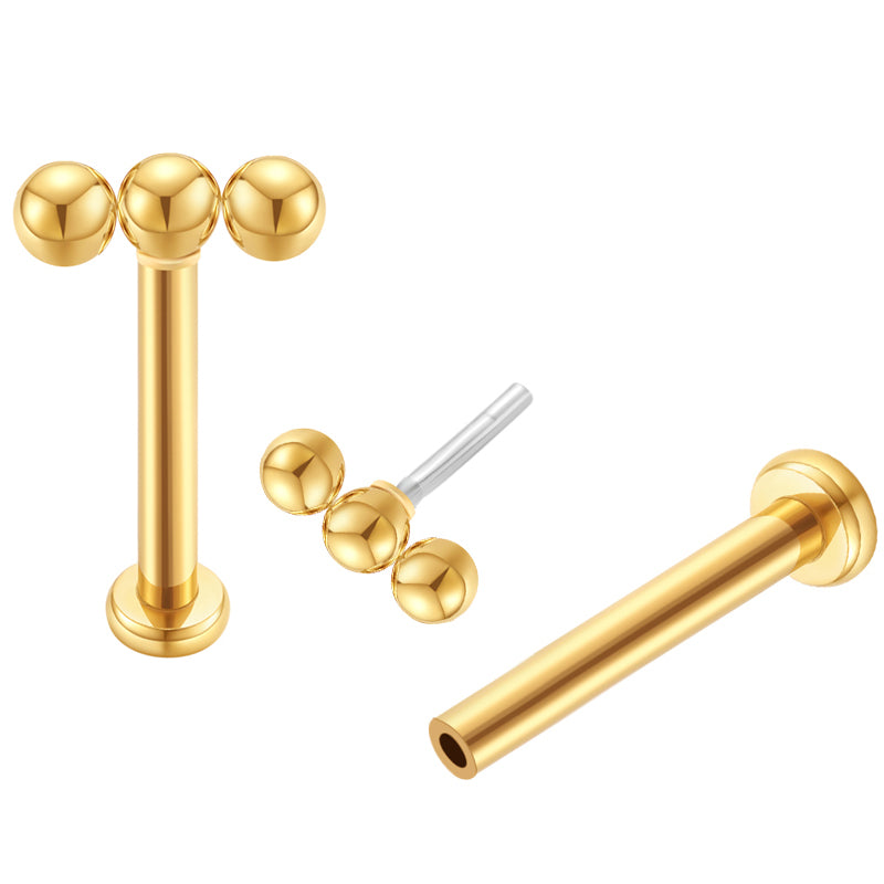 Triple Linear Bead Stud – The Piercery